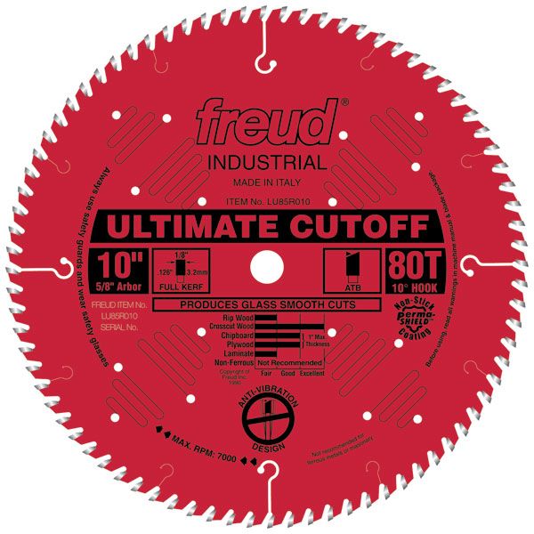 Freud LU85R010 Industrial Ultimate Cut-off Blade 10" x 5/8" Bore x 80 ...