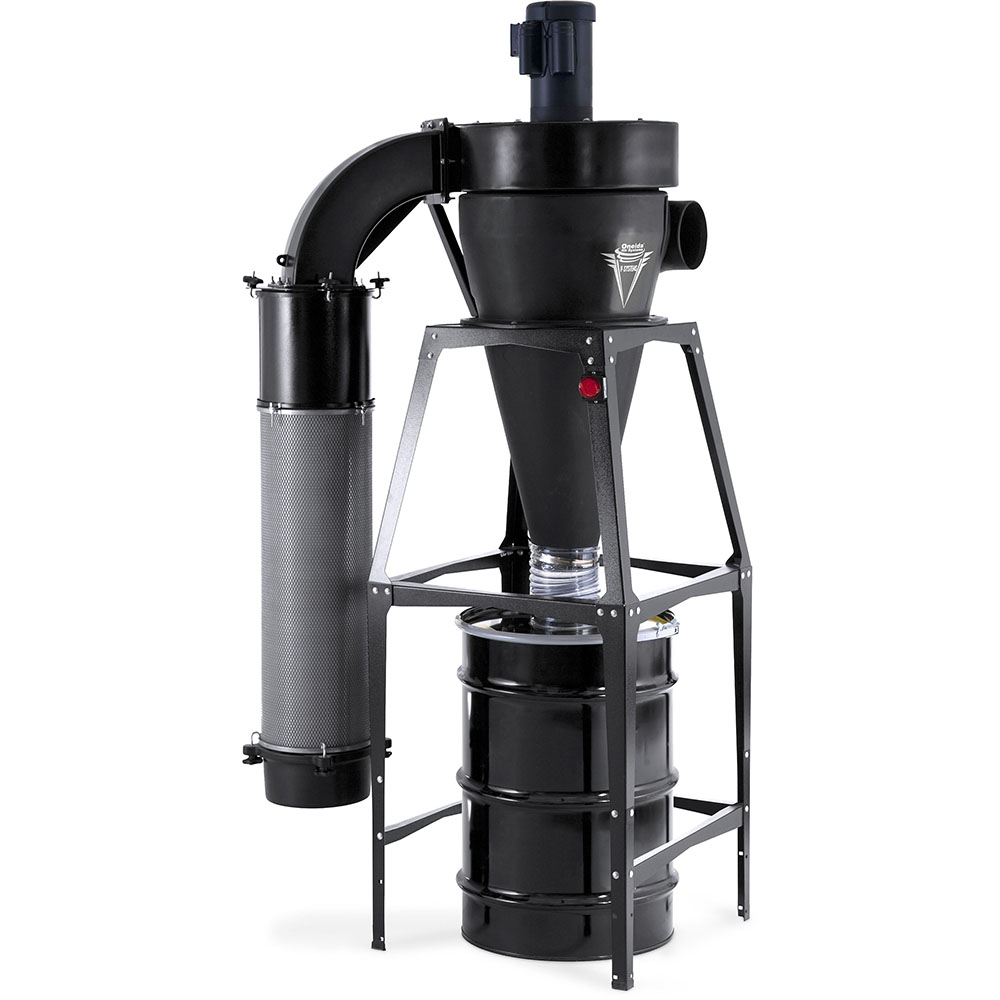 Oneida Air Systems V-System 3000 55-Gallon Cyclone Dust Collector with Stand - HEPA GFM - 3 HP 1 ...